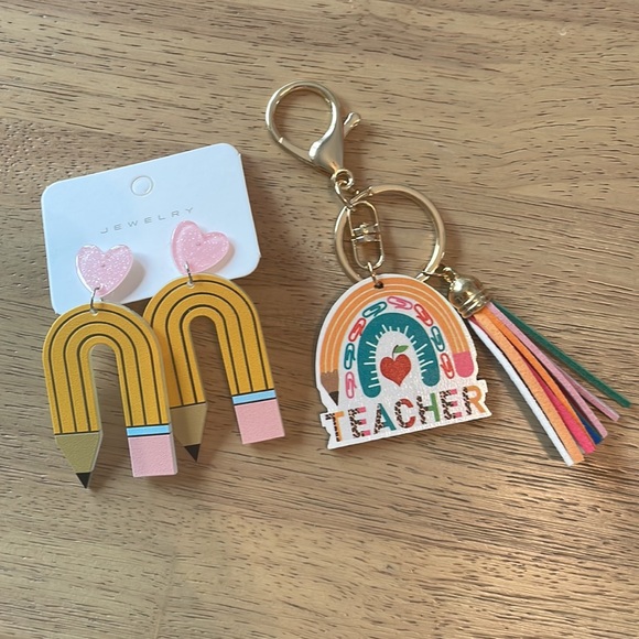 Accessories | Teacher Keychain W Tassle No 2 Pencil Earrings Back To ...